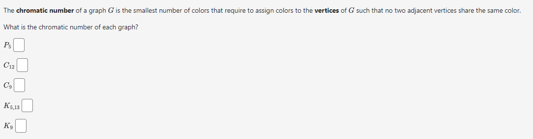 Solved The chromatic number of a graph G ﻿is the smallest | Chegg.com