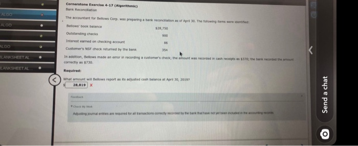 Solved ALGO Cornerstone Exercise 4-17 (Algorithmic) Bank | Chegg.com Solved ALGO Cornerstone Exercise 4-17 (Algorithmic) Bank | Chegg.com