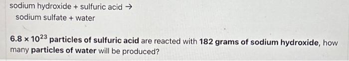 Solved Sodium Hydroxide Sulfuric Acid Sodium Sulfate Chegg
