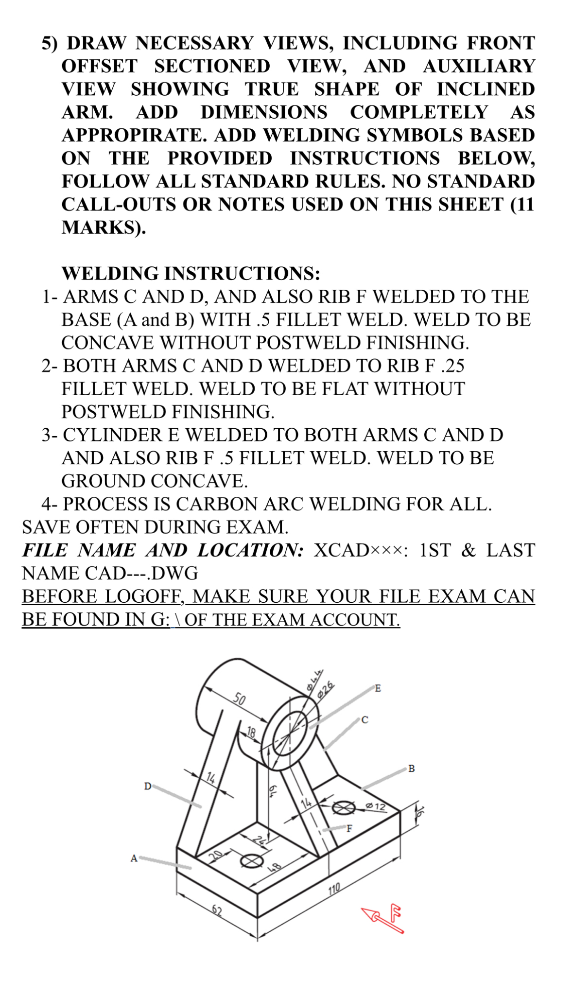 DRAW NECESSARY VIEWS, INCLUDING FRONT OFFSET | Chegg.com