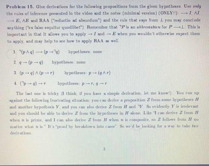 Solved Problem 15. Give derivations for the following | Chegg.com