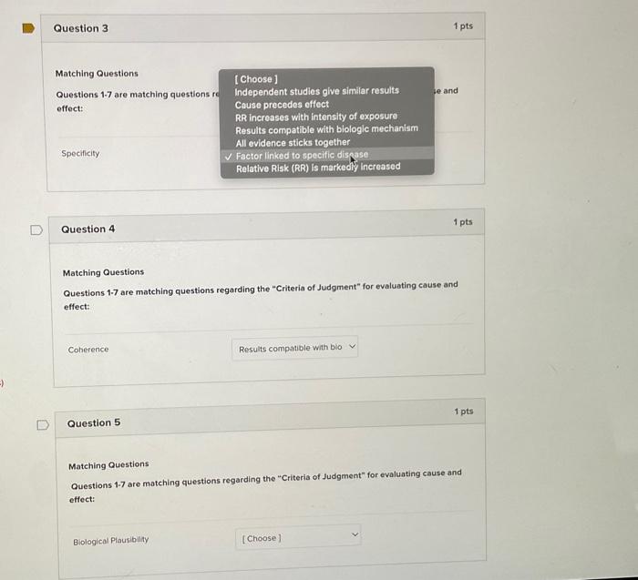Matching Questions Questions 1.7 are matching | Chegg.com