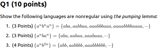 Solved Q1 (10 ﻿points)Show the following languages are | Chegg.com