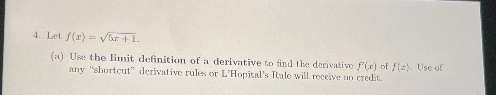 Solved Let f(x)=5x+12.(a) ﻿Use the limit definition of a | Chegg.com