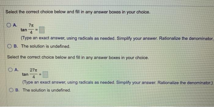 Solved use the unit circle to find the value of tan 7pi/4 | Chegg.com