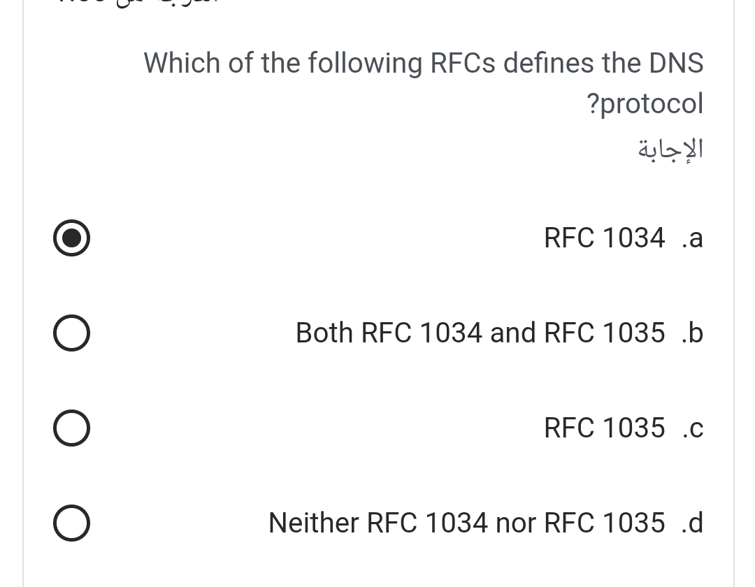 Solved Which of the following RFCs defines the DNS | Chegg.com