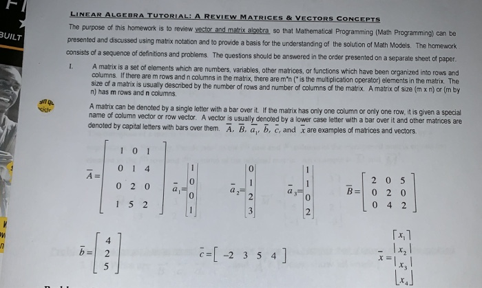 Solved Problem The vectors and matrices referred to here are | Chegg.com