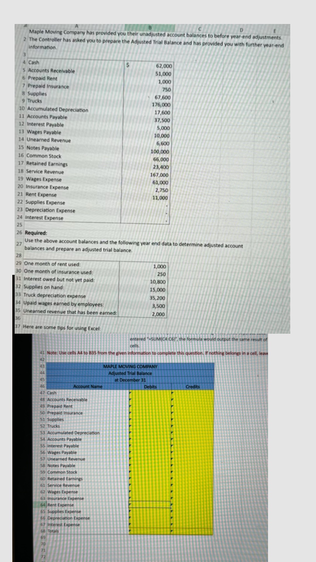 Solved Maple Moving Company has provided you their | Chegg.com