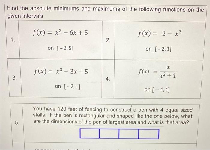 Solved Find the absolute minimums and maximums of the | Chegg.com