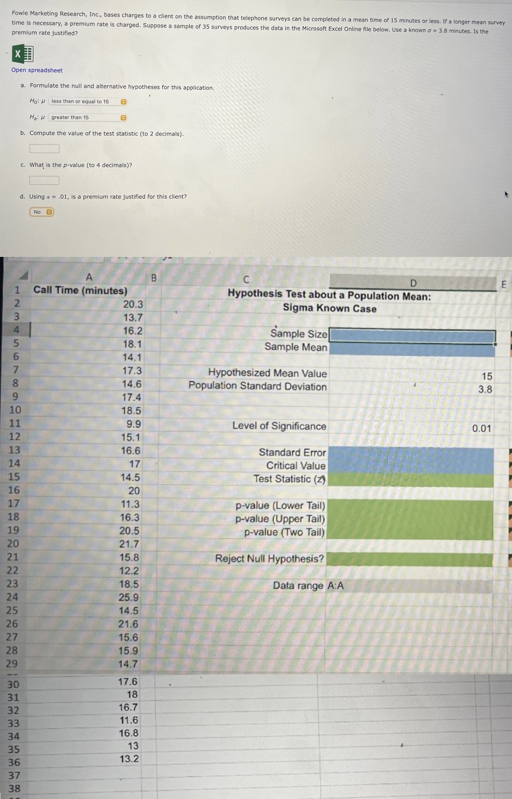 Solved premium rate justified?Open spreadsheeta. ﻿Formulate | Chegg.com