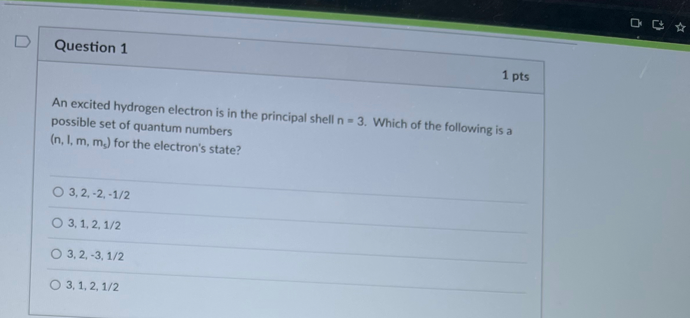 Solved Question 11 ﻿ptsAn excited hydrogen electron is in | Chegg.com