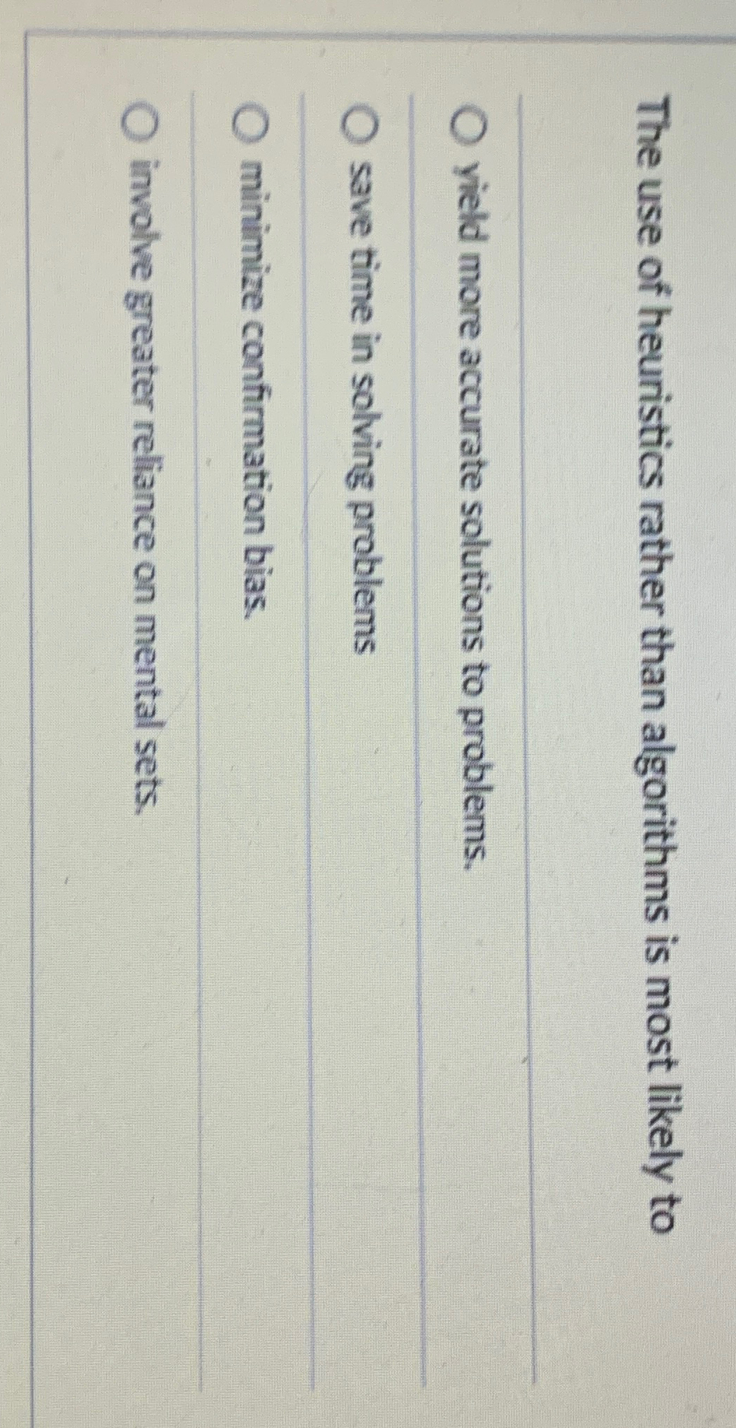 Solved The use of heuristics rather than algorithms is most | Chegg.com