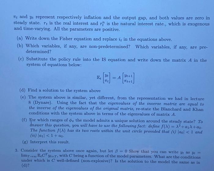 Solved Consider the following version of the three-equation | Chegg.com