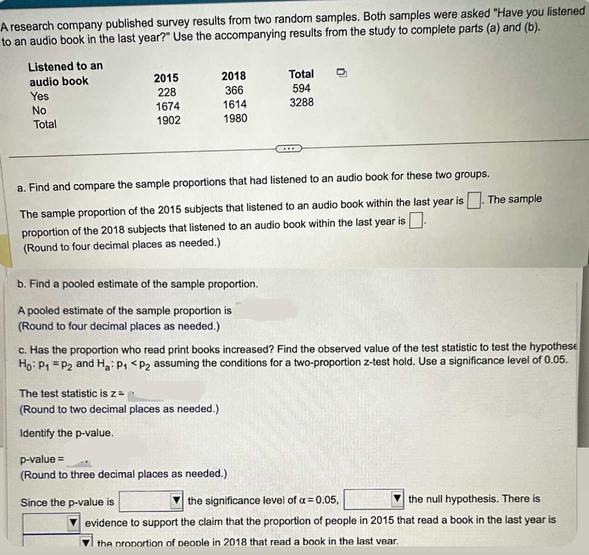 Solved A research company published survey results from two | Chegg.com
