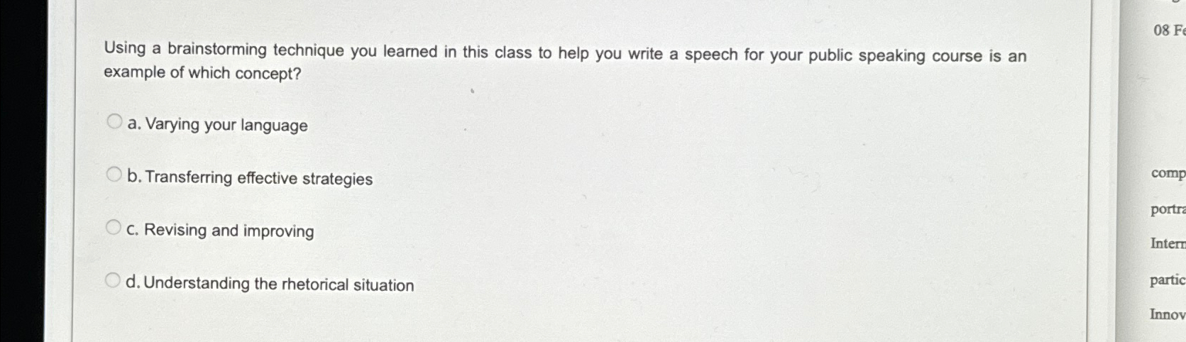 Solved Using a brainstorming technique you learned in this | Chegg.com