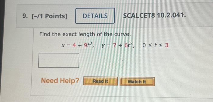Solved SCALCET8 10.2.041. Find the exact length of the | Chegg.com
