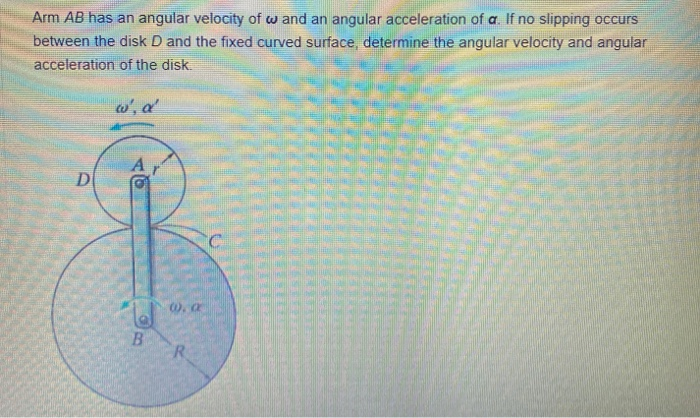 Solved Arm AB has an angular velocity of w and an angular | Chegg.com