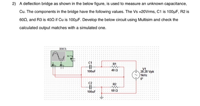 Solved 2) A deflection bridge as shown in the below figure, | Chegg.com