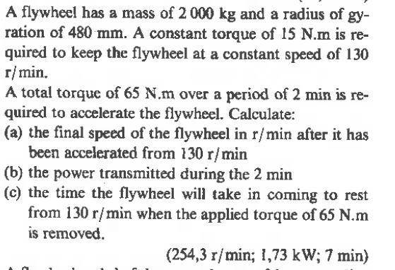 Solved A flywheel has a mass of 2000 ﻿kg and a radius of | Chegg.com