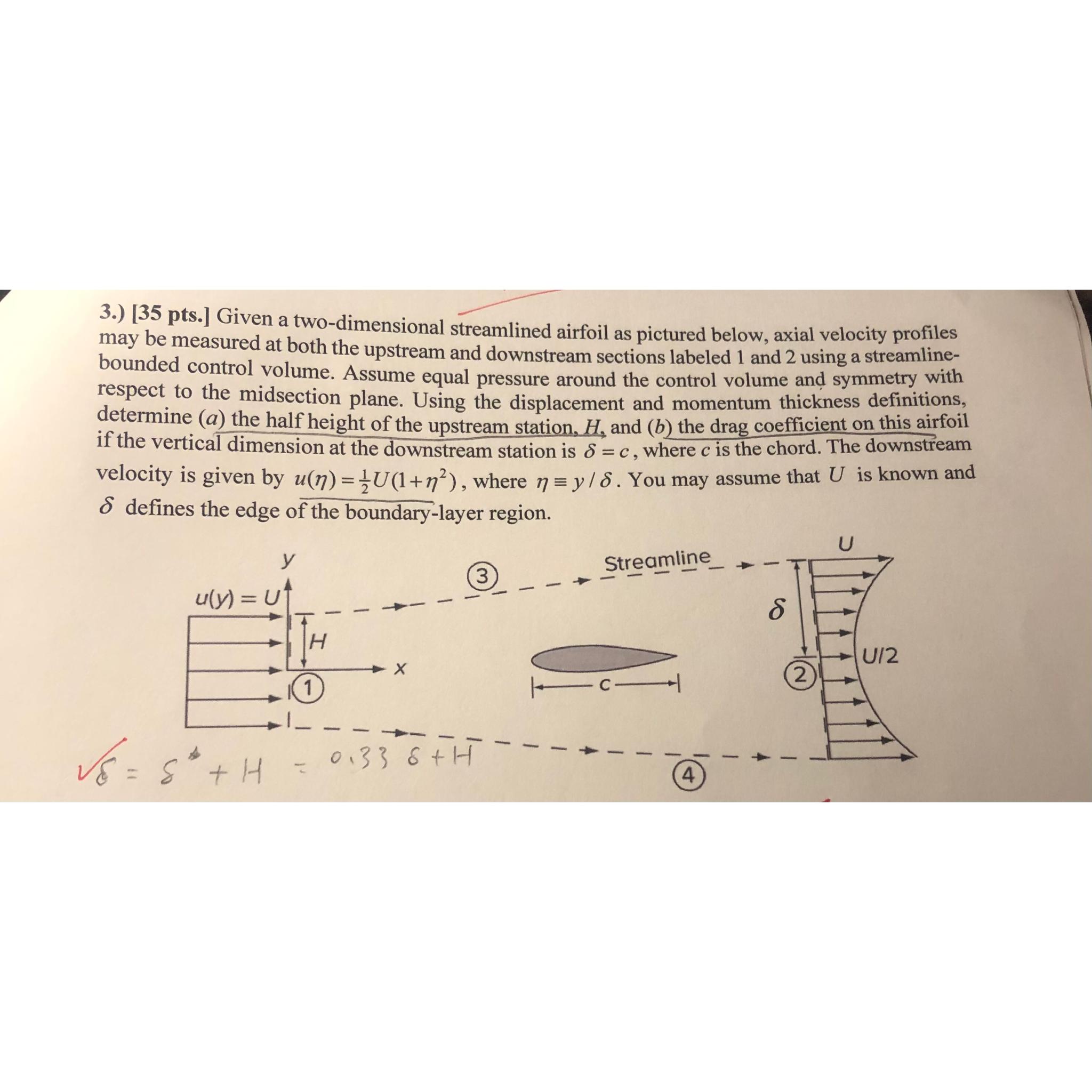 Solved 3.) [35 ﻿pts.] ﻿Given a two-dimensional streamlined | Chegg.com