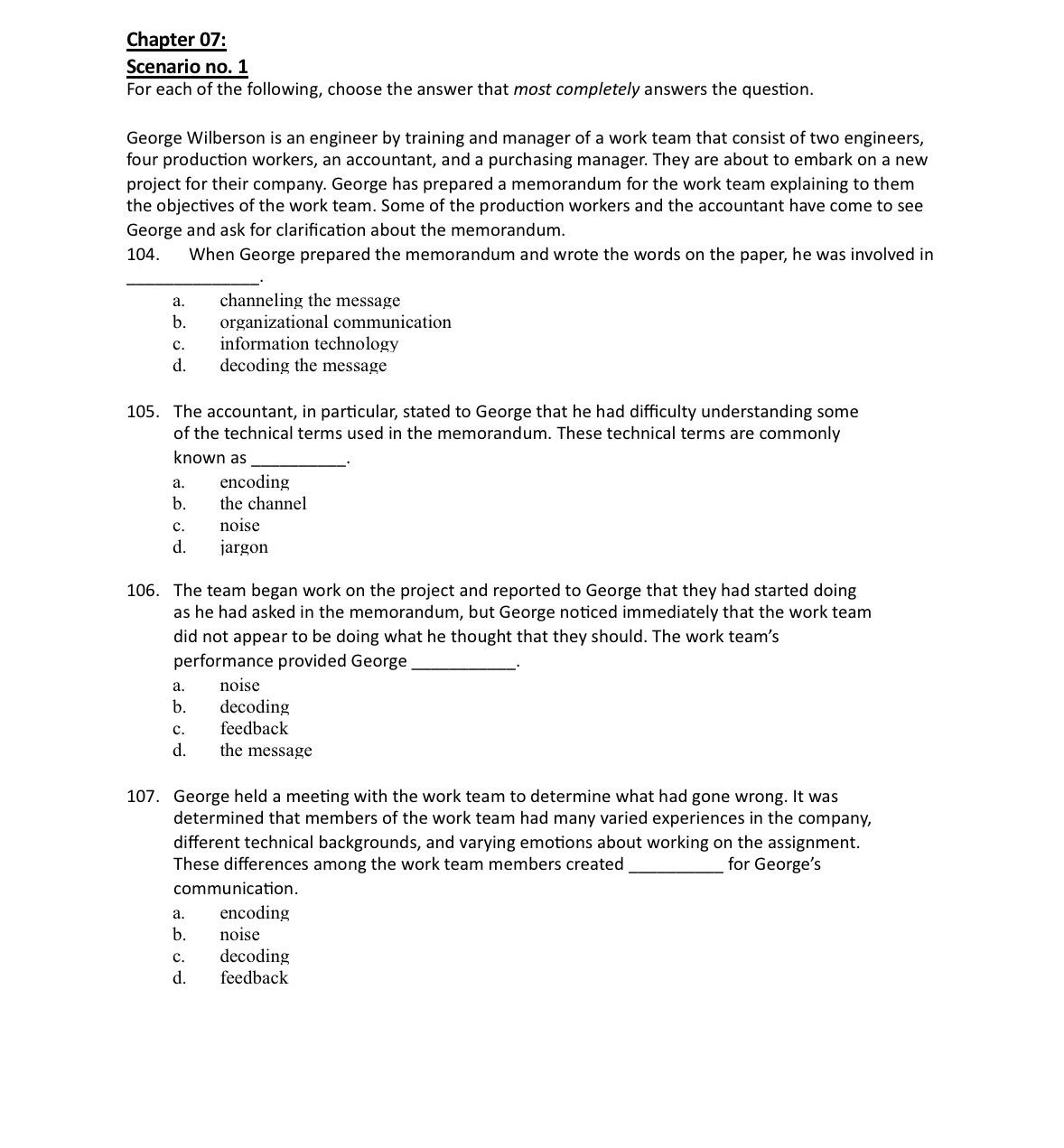 Solved Chapter 07:Scenario no. 1For each of the following, | Chegg.com