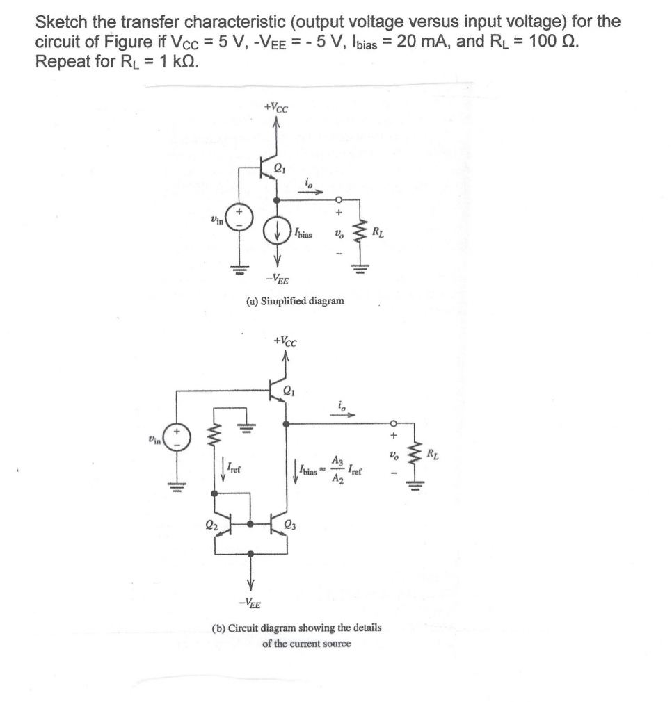 Solved Sketch the transfer characteristic (output voltage | Chegg.com