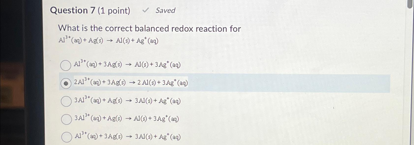 Solved Question 7 (1 ﻿point)SavedWhat is the correct | Chegg.com