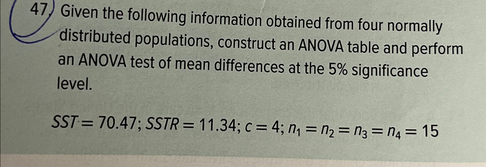 Given the following information obtained from four | Chegg.com