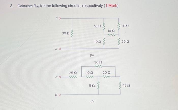 Solved 3. Calculate Rab for the following circuits, | Chegg.com