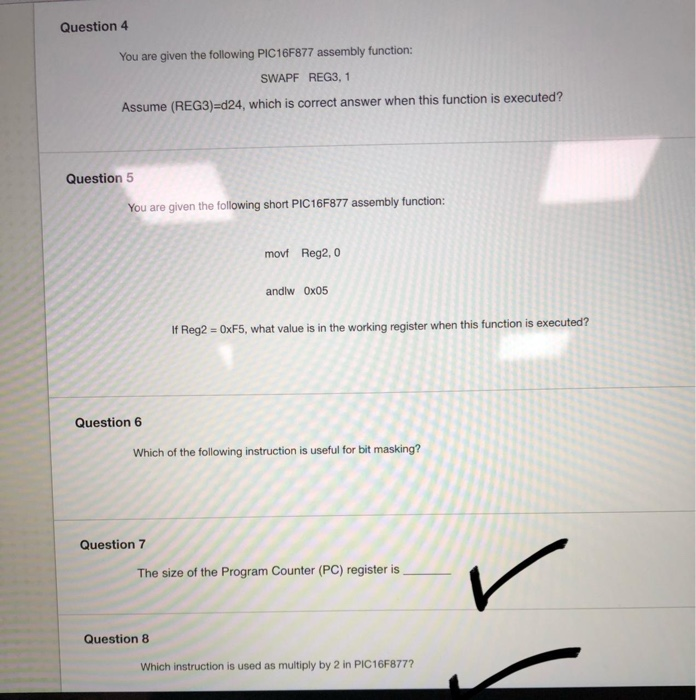 Solved Question 1 You are given the following PIC16F877 | Chegg.com
