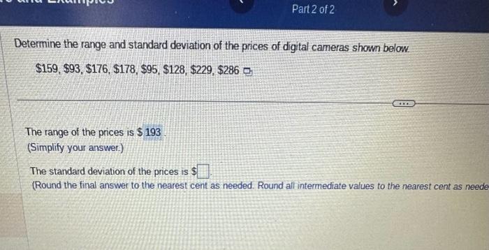 Solved Determine the range and standard deviation of the | Chegg.com