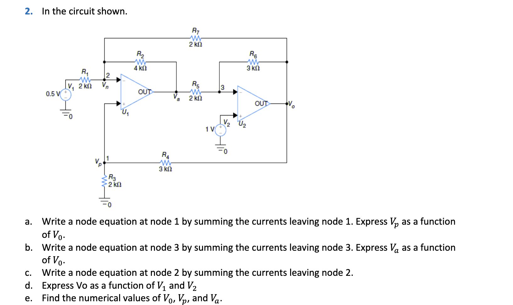 In the circuit shown.a. ﻿Write a node equation at | Chegg.com