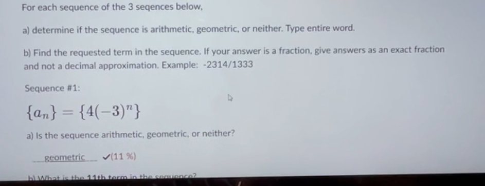 Solved For each sequence of the 3 ﻿seqences below,a) | Chegg.com