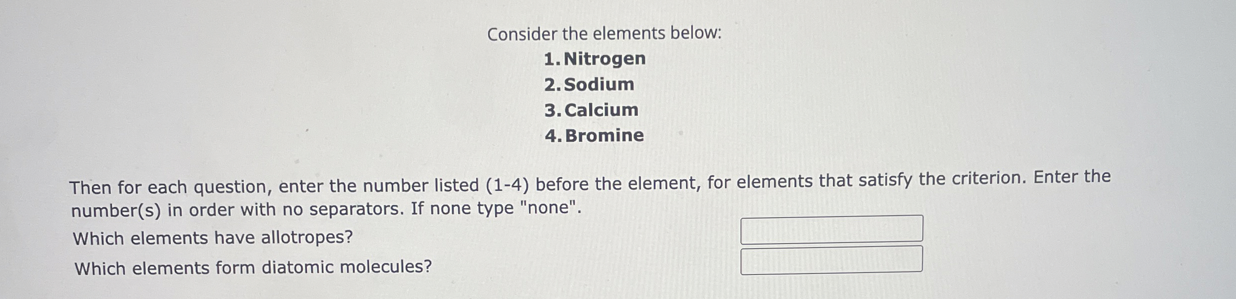 Solved Consider the elements | Chegg.com