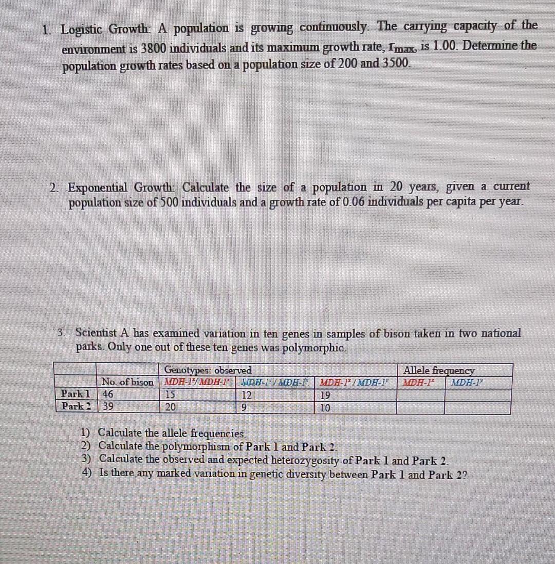 Solved 1. Logistic Growth: A population is growing | Chegg.com