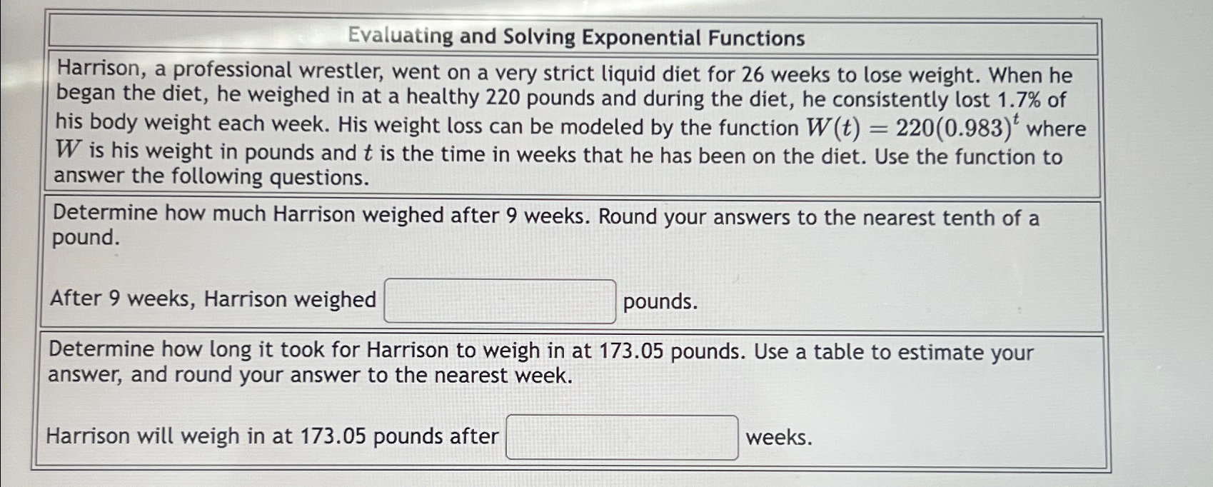 Solved Evaluating and Solving Exponential FunctionsHarrison, | Chegg.com