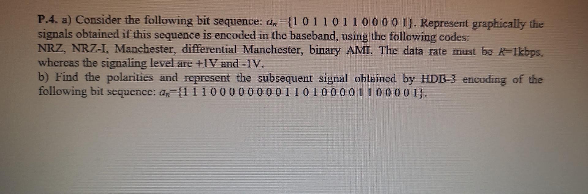 Solved signals obtained if this sequence is encoded in the | Chegg.com