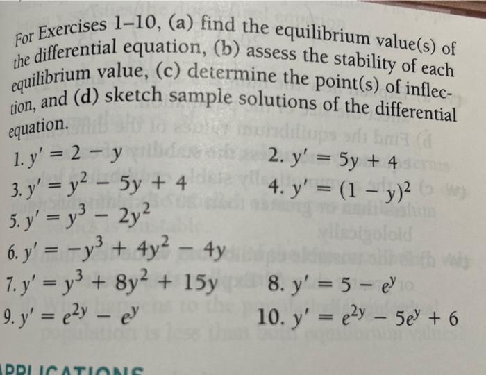 Solved For Exercises 1-10, (a) find the equilibrium value(s) | Chegg.com