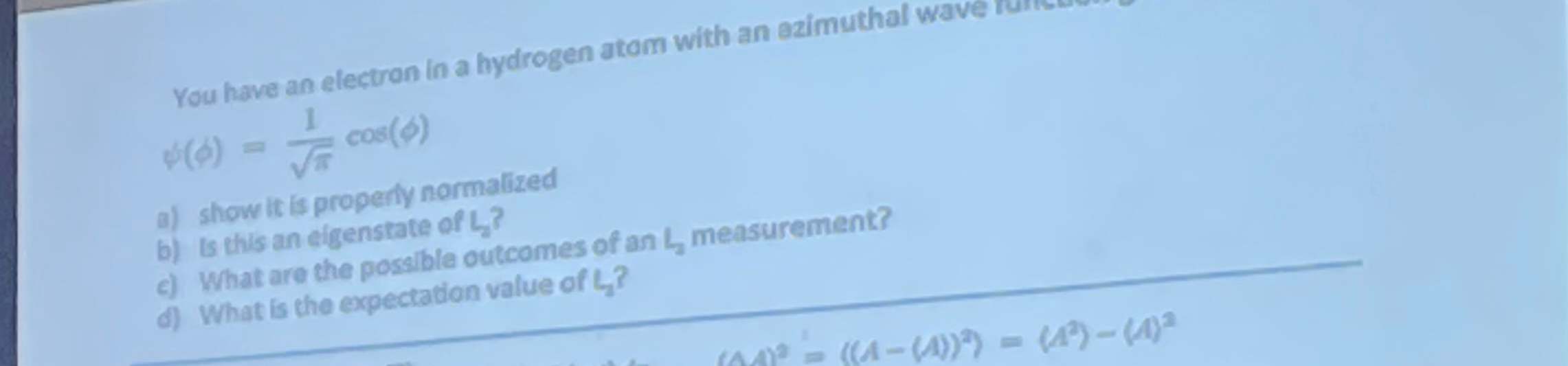 You have an electron in a hydrogen atam with an | Chegg.com