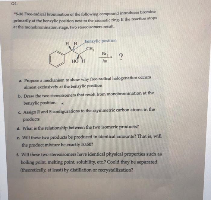 Solved -5-36 Free-radical bromination of the following | Chegg.com