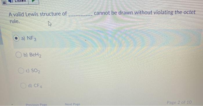 Solved ten cannot be drawn without violating the octet A | Chegg.com