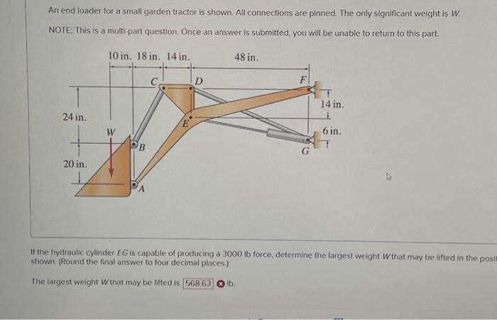 Solved An end loader for a small garden tractor is shown. | Chegg.com