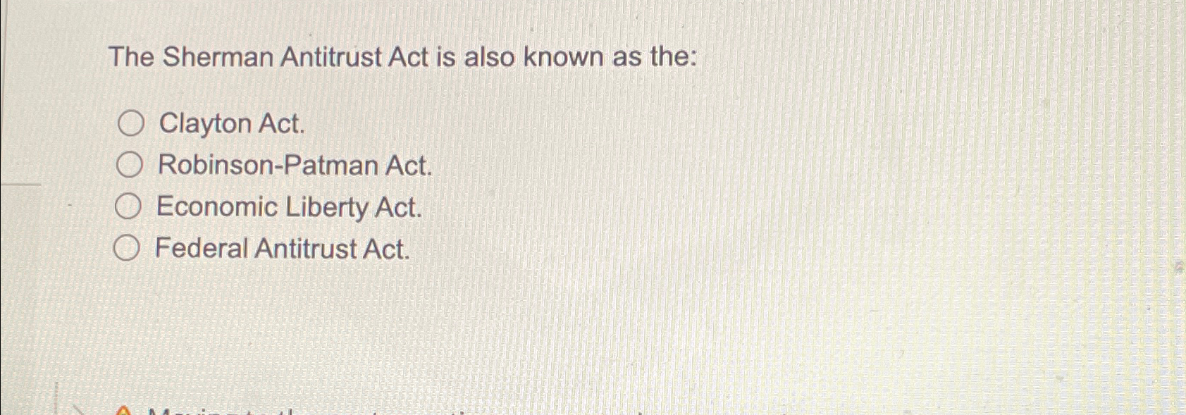 Solved The Sherman Antitrust Act is also known as | Chegg.com