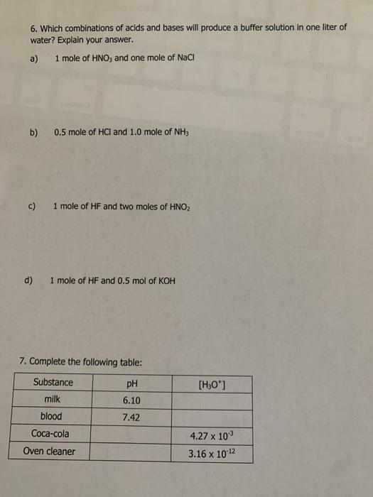 Solved 6. Which combinations of acids and bases will produce | Chegg.com
