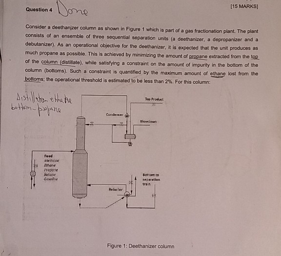 Solved • Done Question 4 [15 MARKS] Consider a deethanjzer | Chegg.com