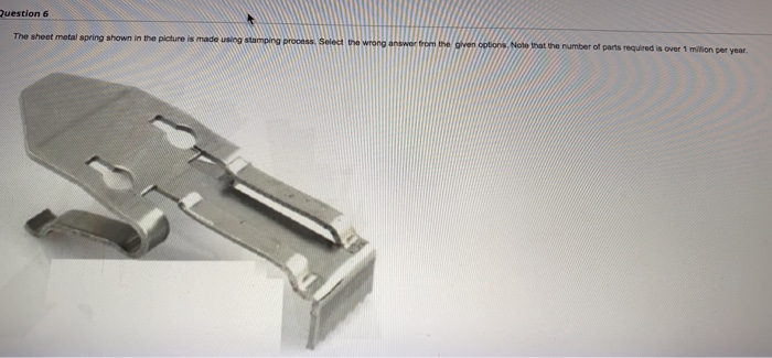Solved Question 6 The sheet metal spring shown in the | Chegg.com