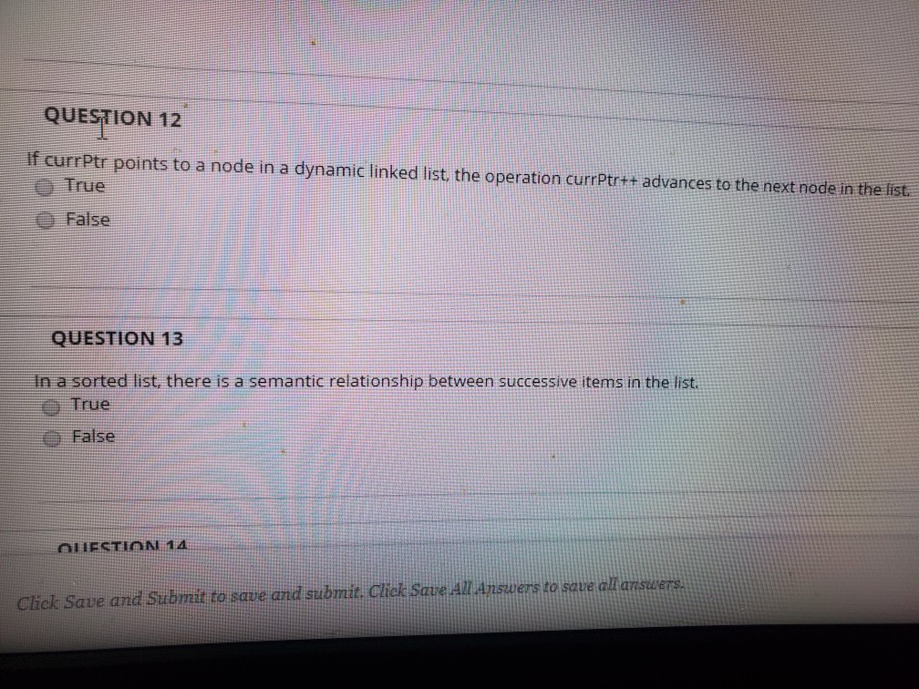 Solved QUESTION 12 If currPtr points to a node in a dynamic | Chegg.com