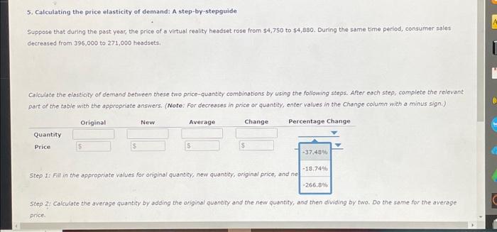 Solved 5. Calculating the price elasticity of demand: A | Chegg.com