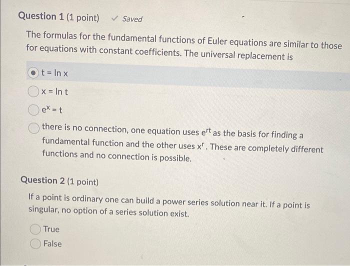 Solved The formulas for the fundamental functions of Euler | Chegg.com