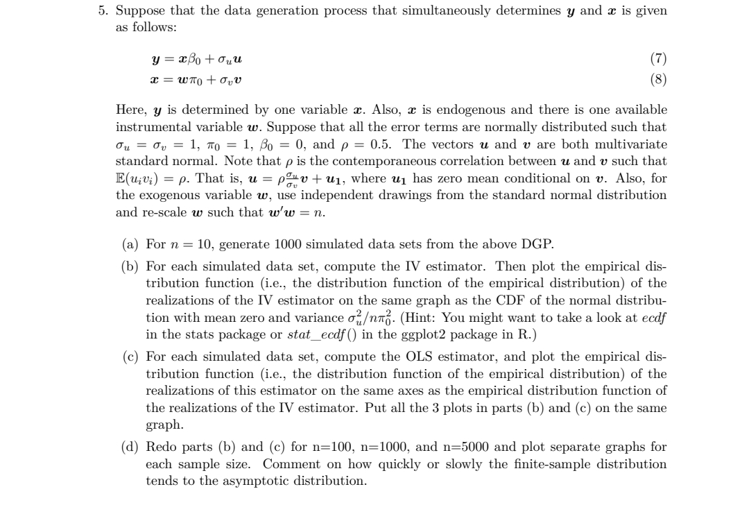 Solved Suppose that the data generation process that | Chegg.com